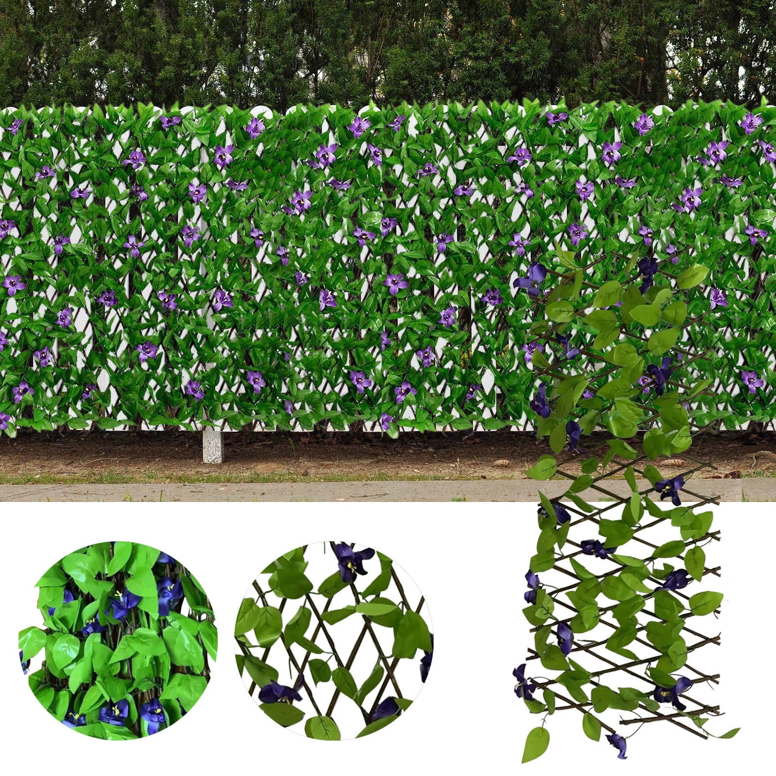 Artificial Ivy Expandable Fence Privacy Screen, Retractable Hedge, Faux ...