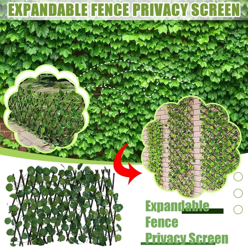 Artificial Ivy Expandable Fence Privacy Screen, Retractable Hedge, Faux ...