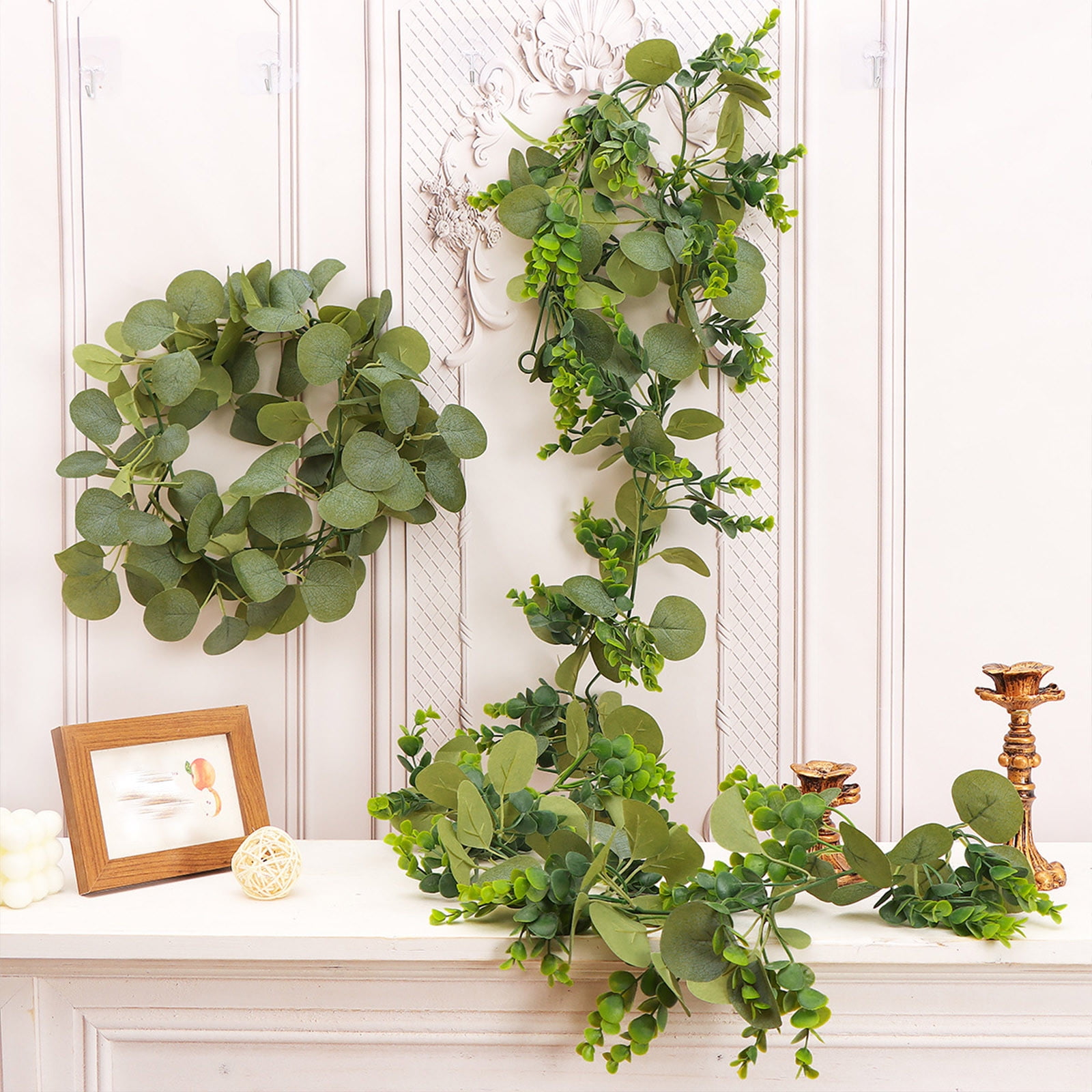 Artificial Ivy Garland with Realistic Roses & Gypsophila | Green Silk ...