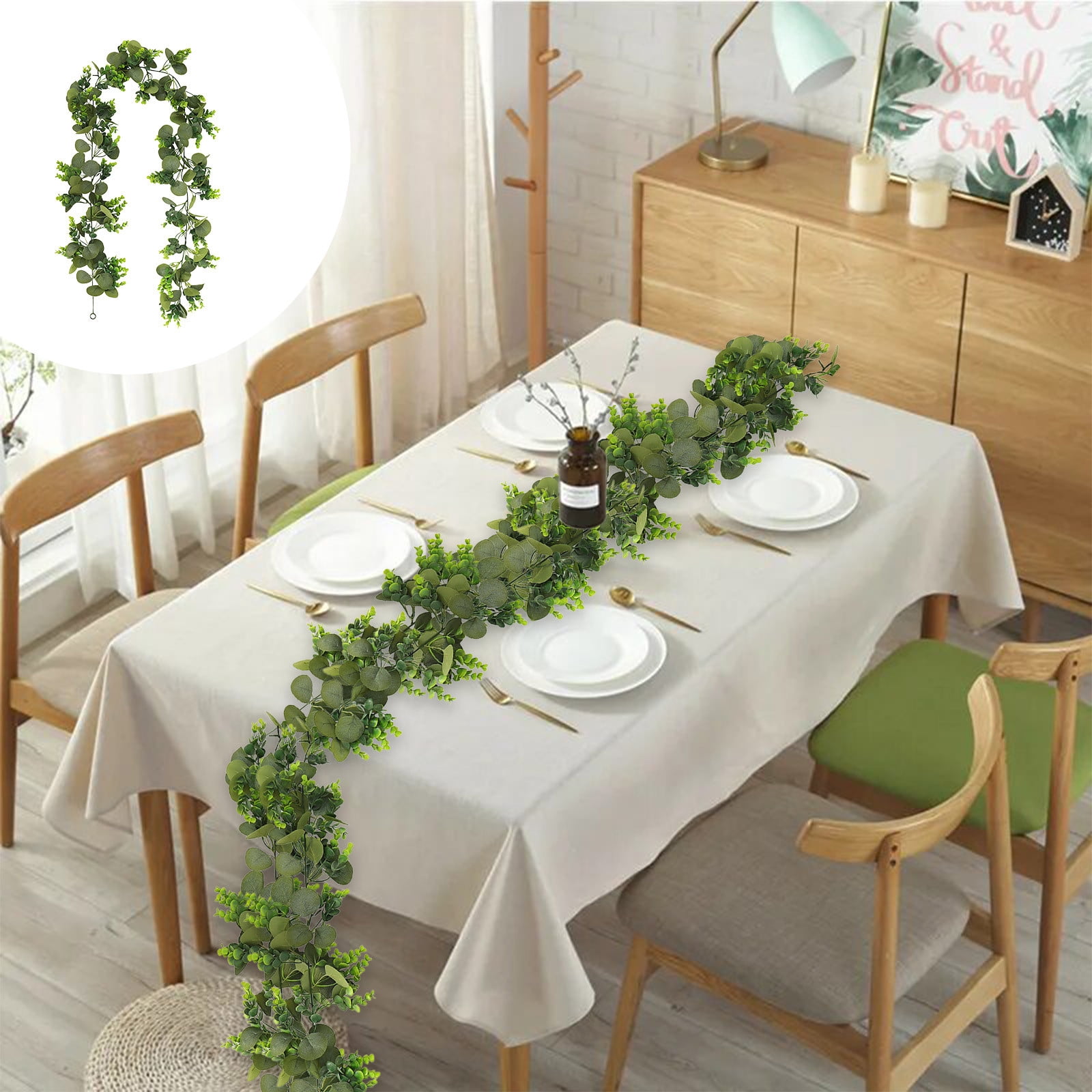 Artificial Ivy Garland with Roses and Gypsophila | Hanging Fake Vines ...