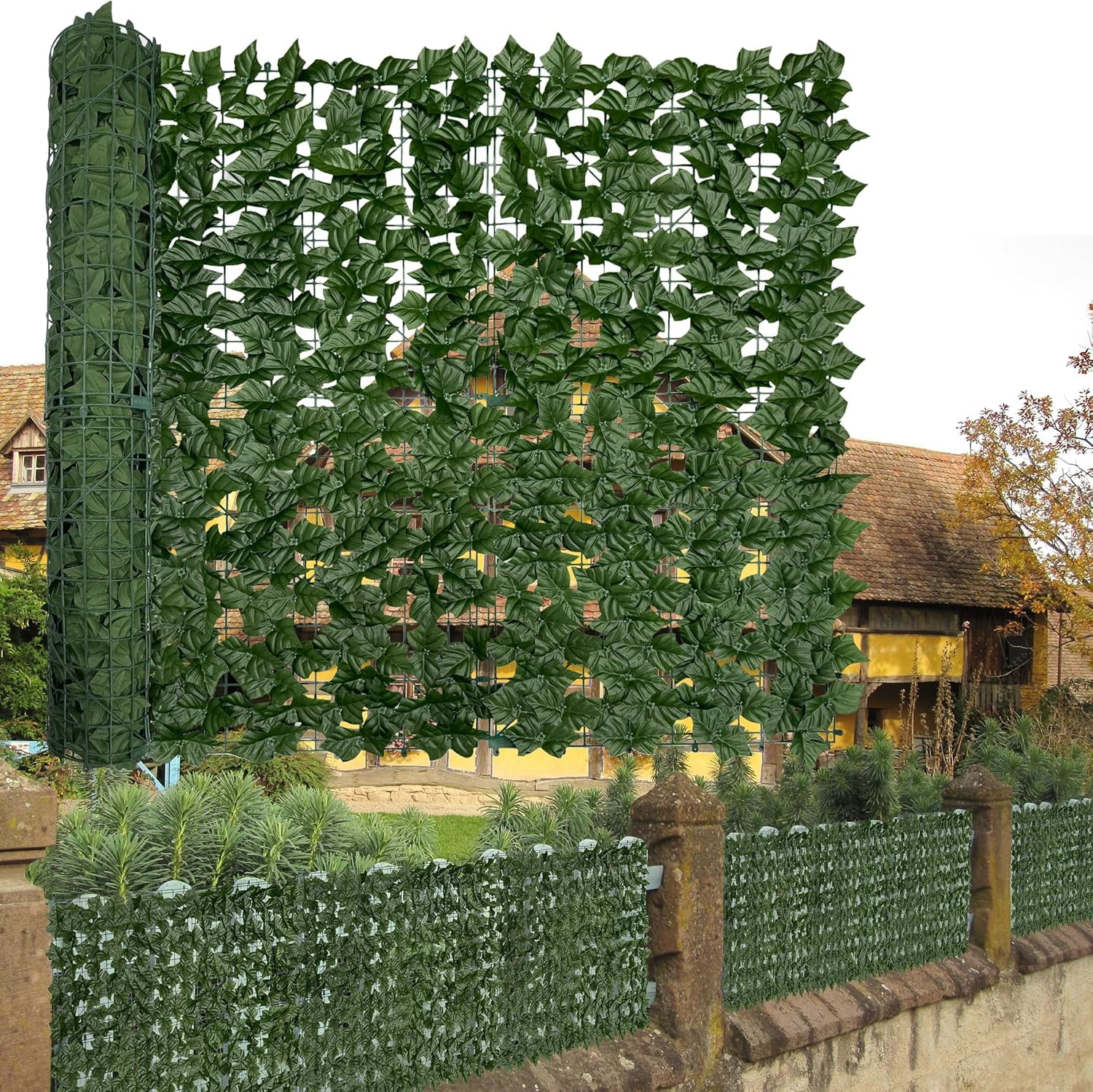 Artificial Ivy Privacy Fence Screen, Faux Hedge Fence and Fake Ivy Vine ...