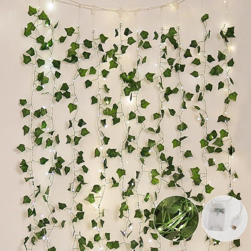 Artificial Ivy Vines 250 FT with 300 LED String Light Leaf Garland Fake ...