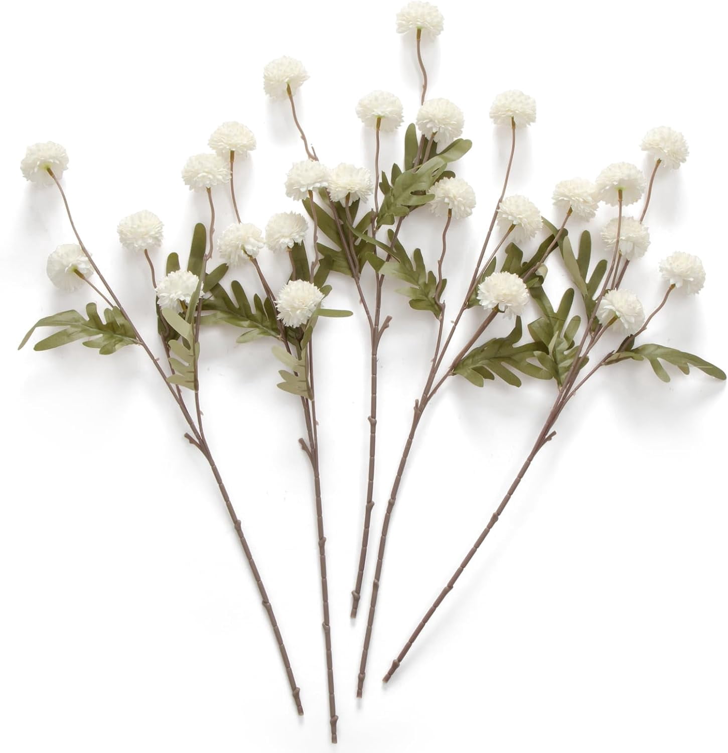 Artificial Kiku Flower White - 5 Pcs Fake Pompon Mums Silk Small ...