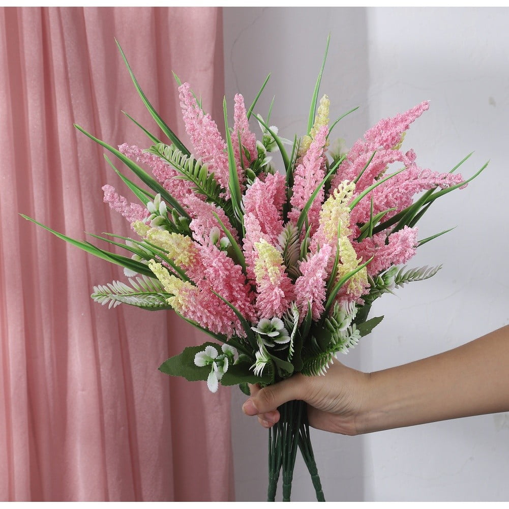Artificial Lavender Baby's Breath Flower Bouquet Handmade PVC Spring ...