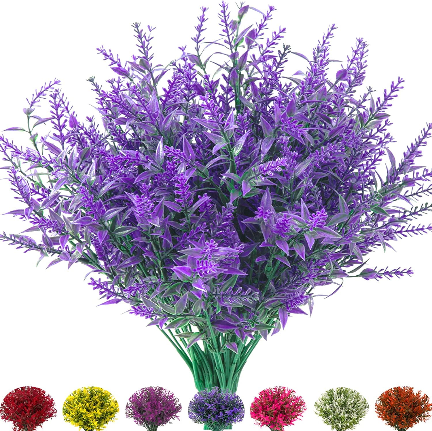 Artificial Lavender Fake Flowers, Asisol 8PCS UV Resistant Outdoor Faux ...