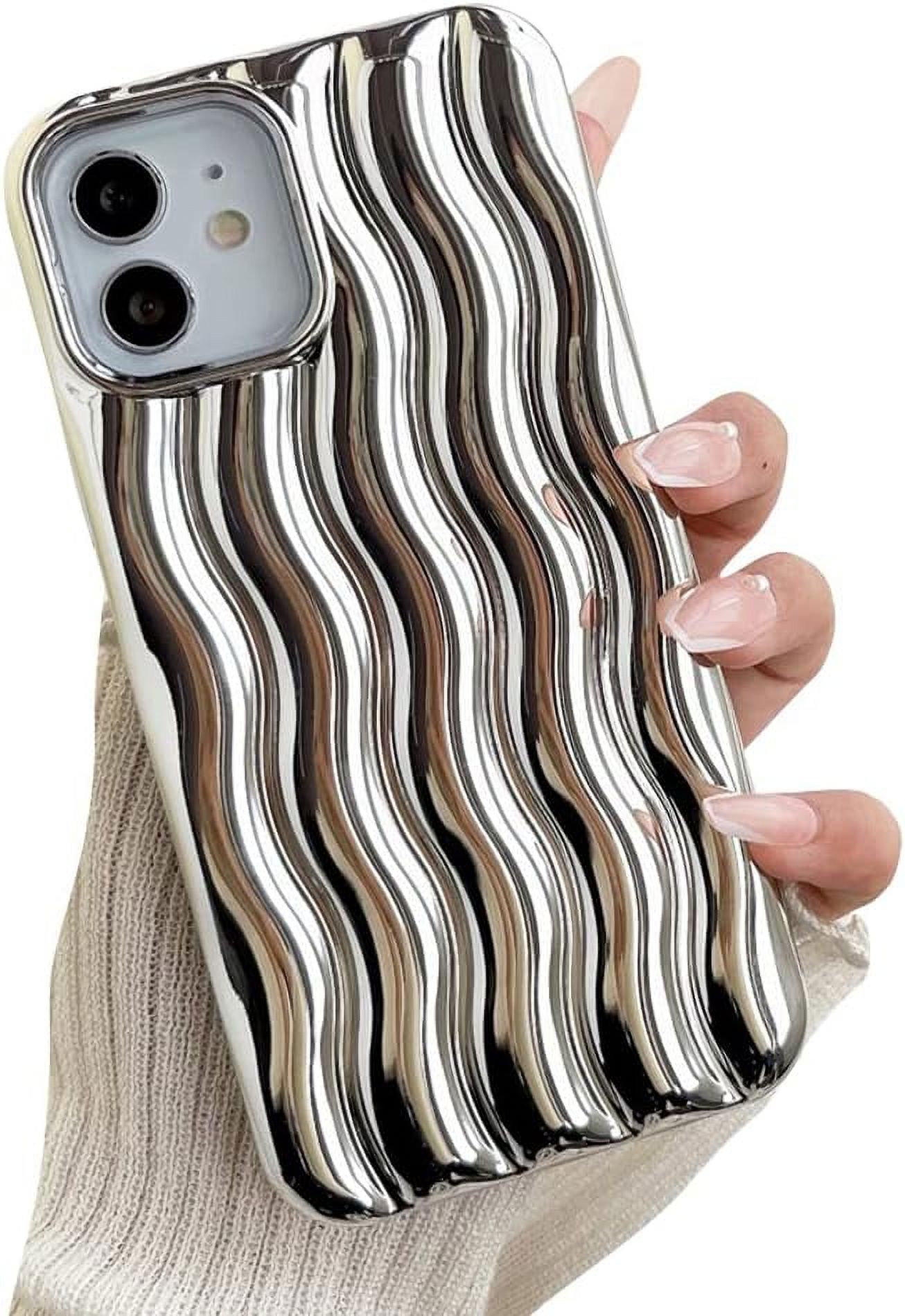 Compatible with iPhone Case,Electro Plated Curly Wave Water Ripple ...