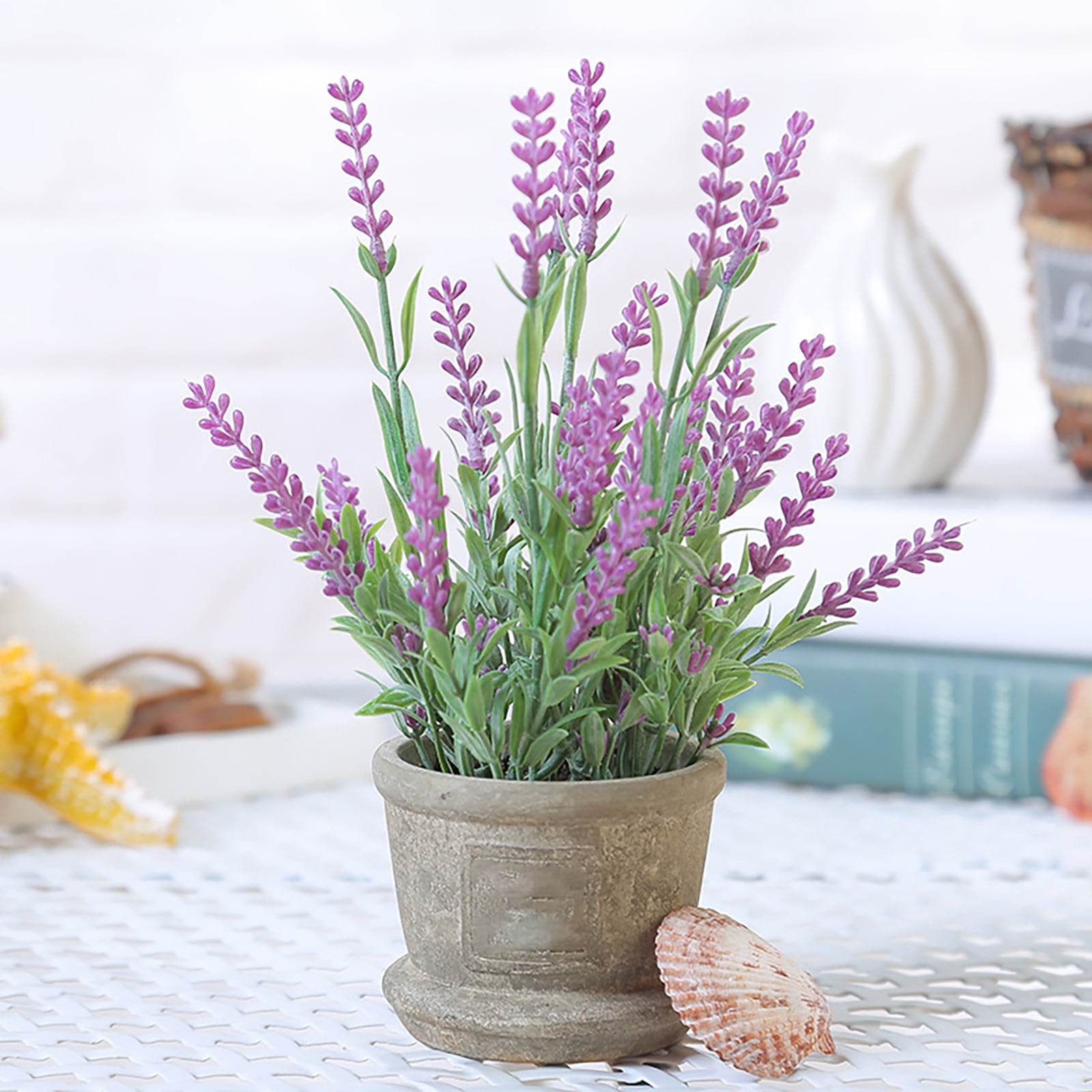 Artificial Lavender Flowers in Pots Purple Potted Faux Floral Realistic ...