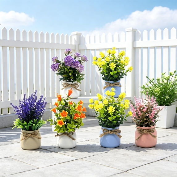 Artificial Lavender Mini Potted Plant Realistic Faux Flower Wedding ...