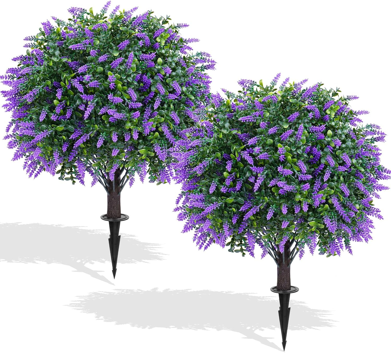 Artificial Lavender Topiary Ball Trees,2 Set of 16'' UV Resistant Fake ...
