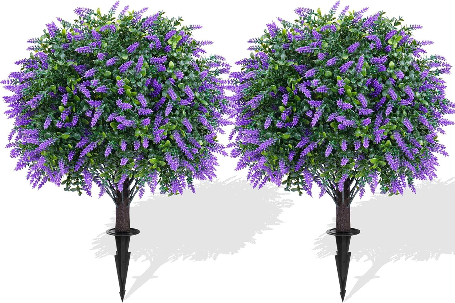 Artificial Lavender Topiary Ball Trees with Ground Spike, 2 Pack 16 ...