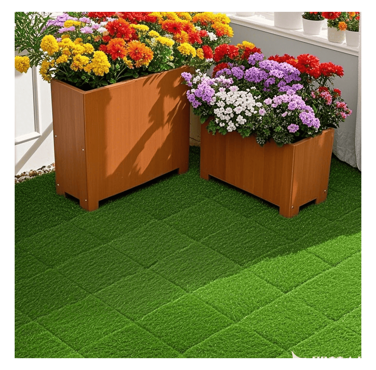 Artificial Lawn 36pcs Interlocking Artificial Grass Tiles For Patio ...