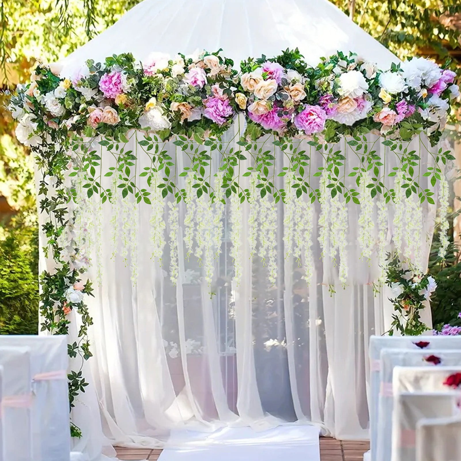 Artificial Leaf Garland Set | Faux Rattan Vine | 24FT Total Length | 12 ...