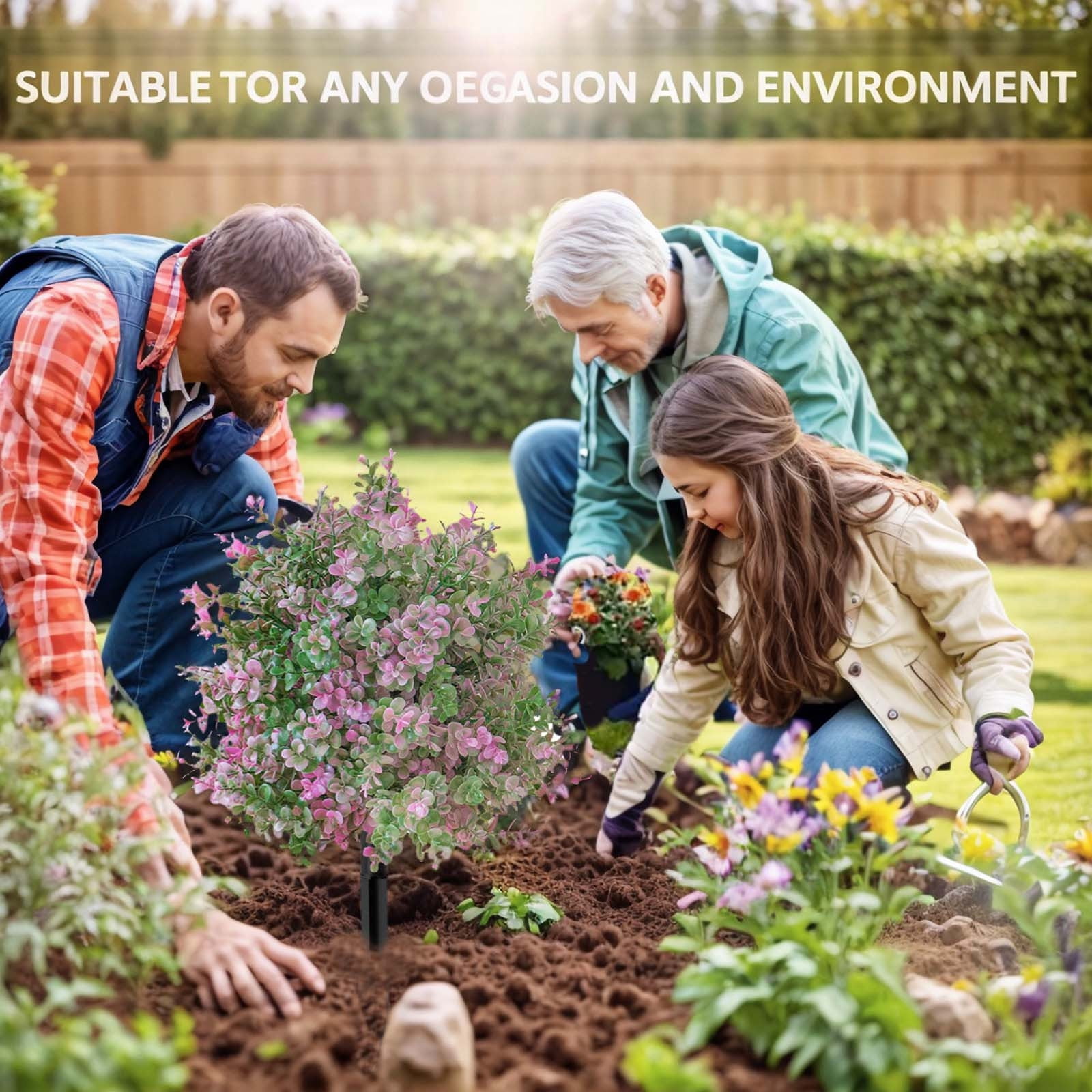 Artificial Leaf Ground Shrub | Realistic 18 Inch Fake Plant with Ground ...