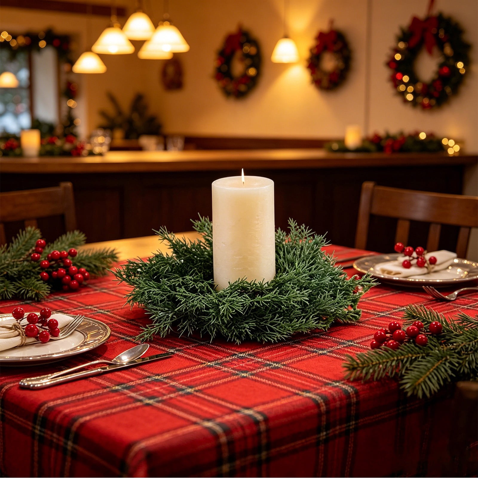 Artificial Leaves Candle Ring Wreath Table Decor, Faux Green Mini ...
