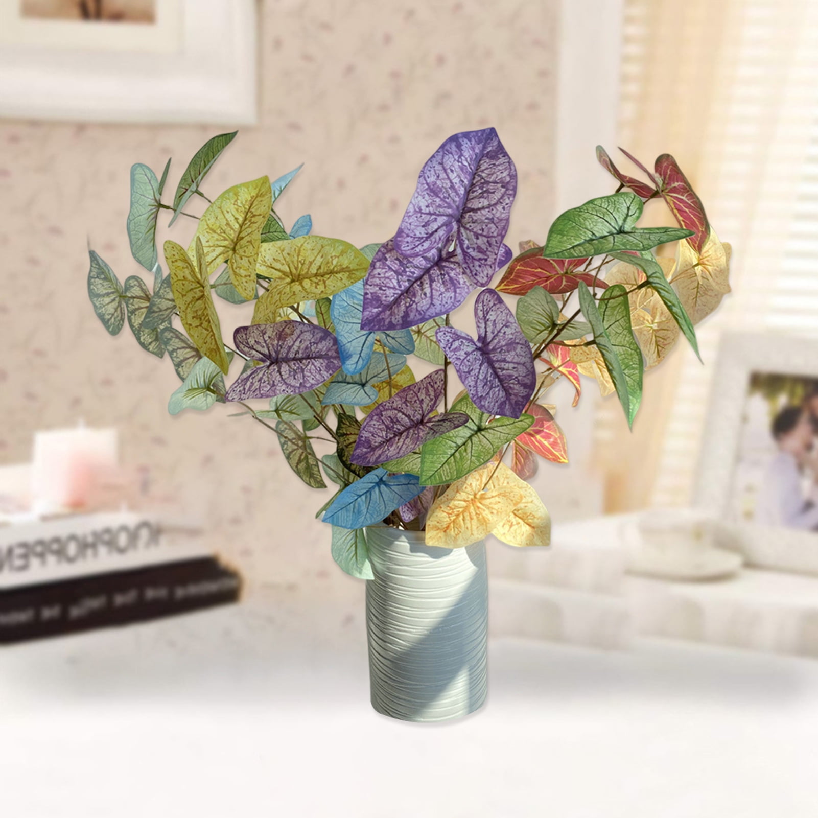 Artificial Leaves Plants, 3D Printing Colorful Plastic Fake Taro Leaves ...