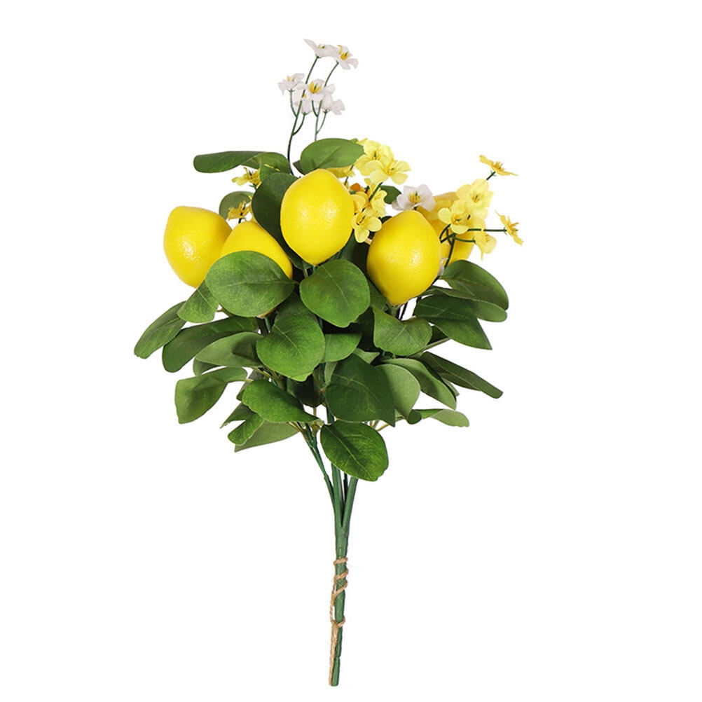 Artificial Lemon Branch Lemon Decor With Green Leaves Fake Lemon ...