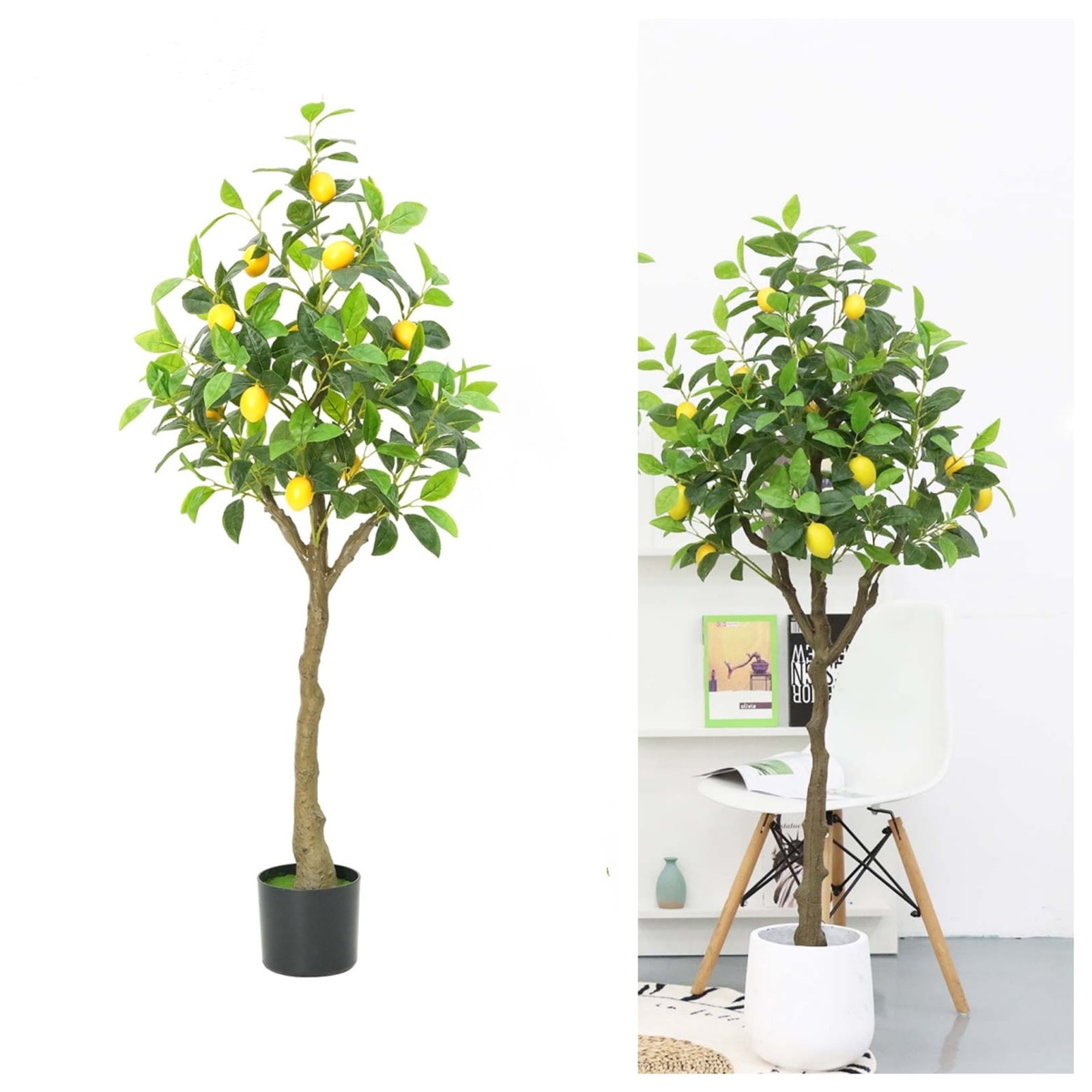 Artificial Lemon Tree, 3.9ft/4.9ft Tall Lemon Plant In Pot, Lemon Fruit ...