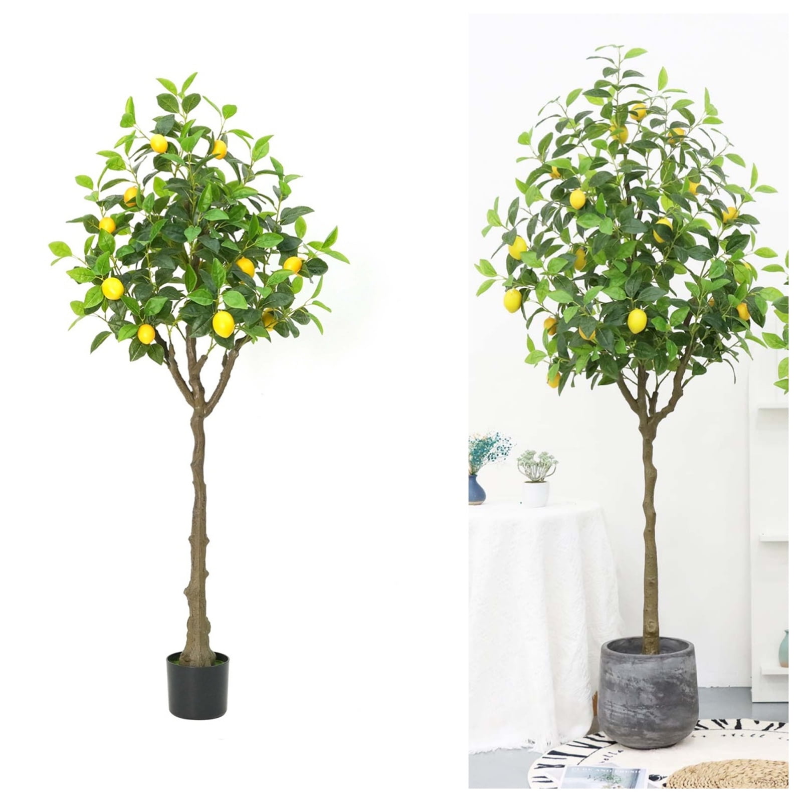 Artificial Lemon Tree, 3.9ft/4.9ft Tall Lemon Plant In Pot, Lemon Fruit ...