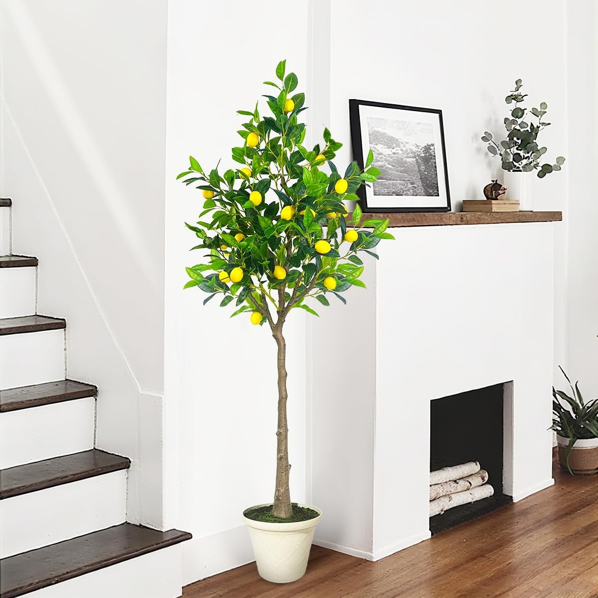 Artificial Lemon Tree, 5FT Fake Lemon Plant, Faux Lemon Tree with ...