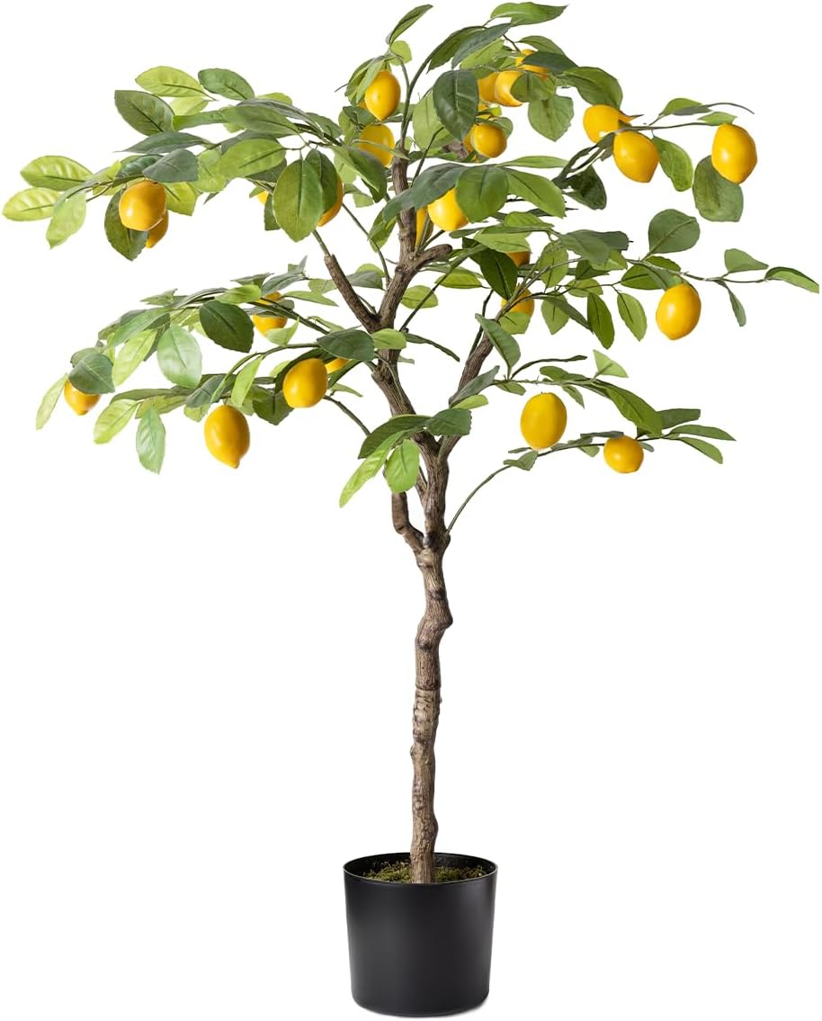 Artificial Lemon Tree, 5FT Tall Fake Lemon Plant in Pot, Faux Lemon ...