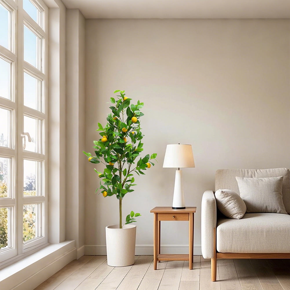 Artificial Lemon Tree With Realistic Trunks And Leaves, Faux Lemon ...