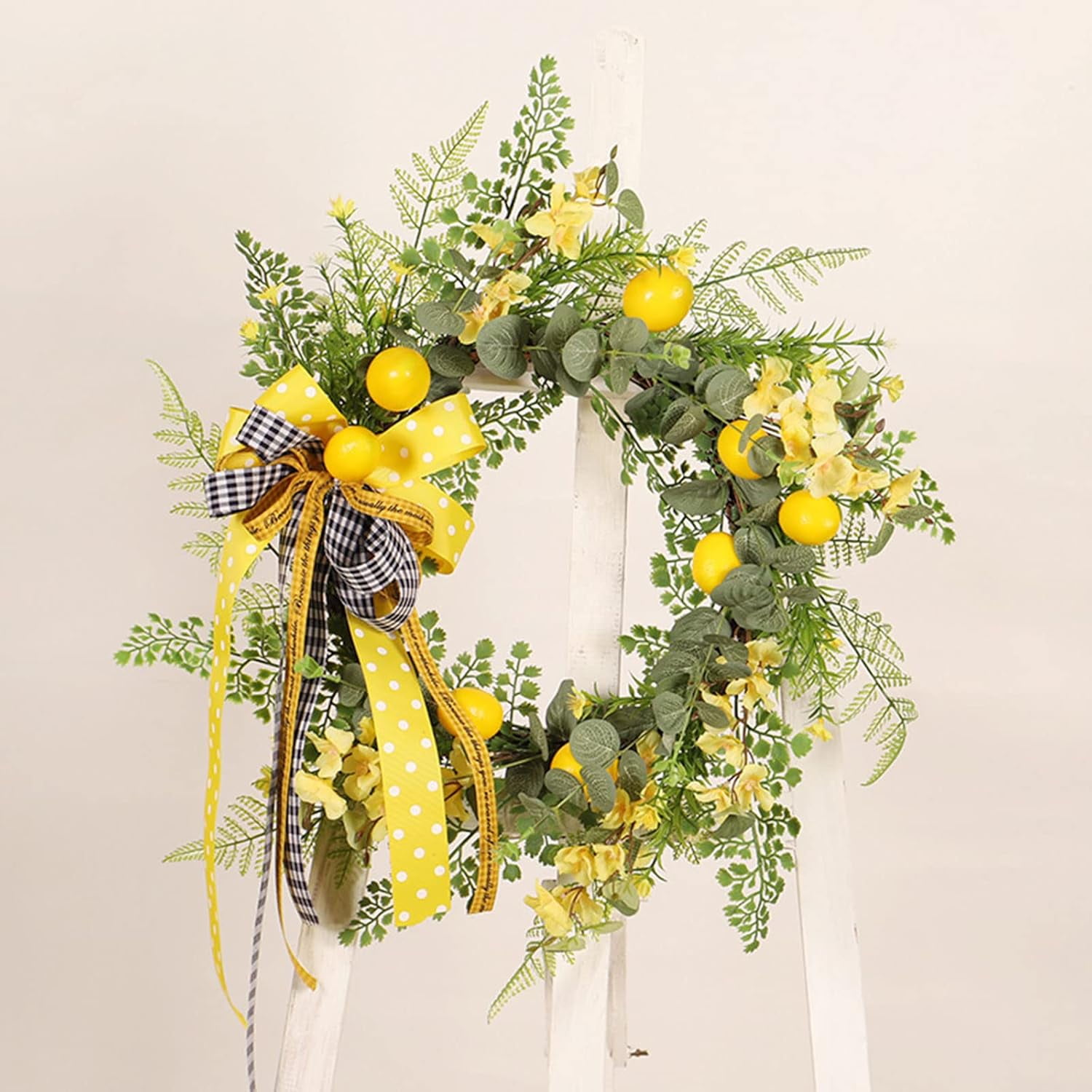 Artificial Lemon Wreath Spring Summer Fruit Wreath with Yellow Lemon ...