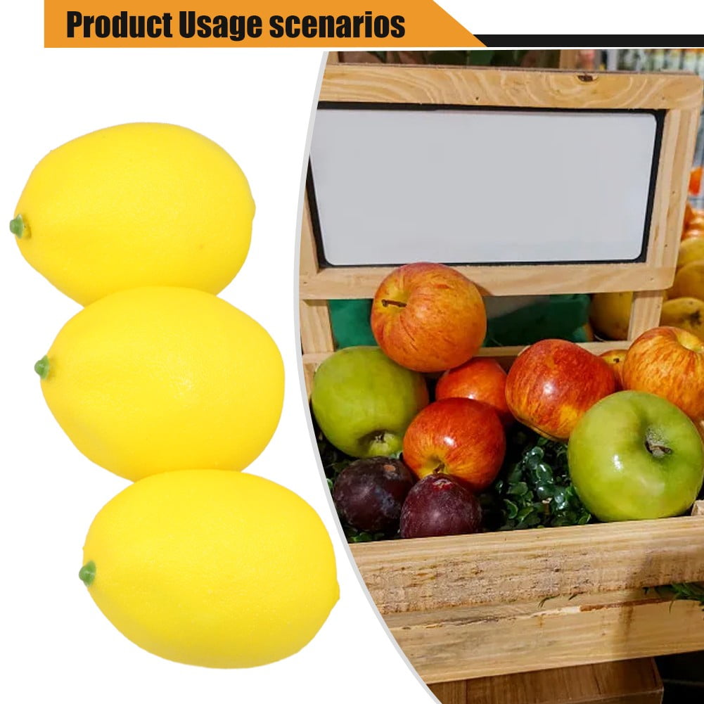 Artificial Lemons Realistic Fake Lemons Pack of 6 Foam Artificial Fruit ...