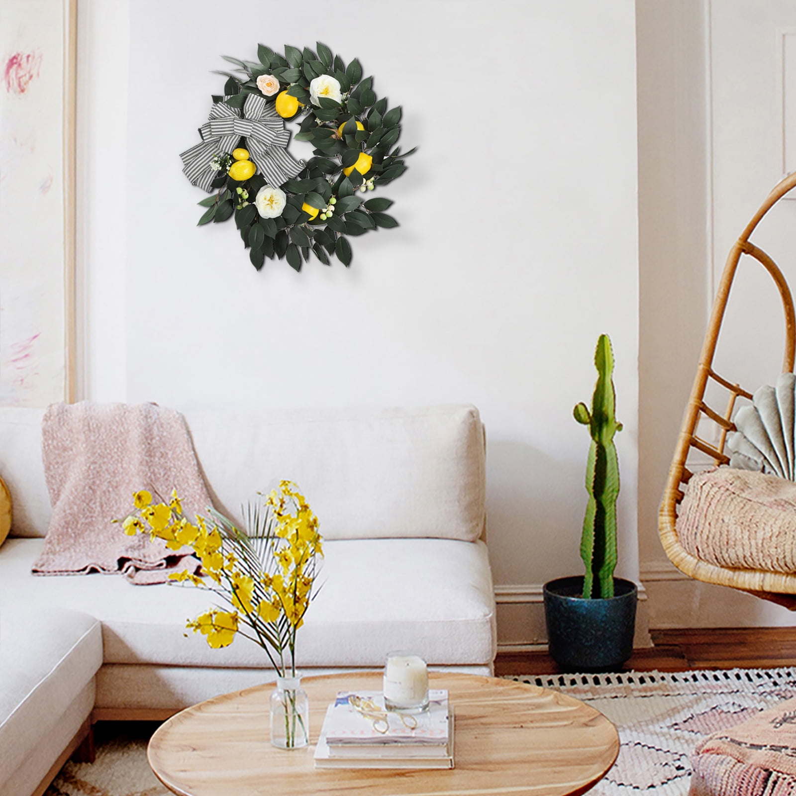 Artificial Lemons Wreath Fruit Wreath Summer Fall Large Wreaths ,19 ...