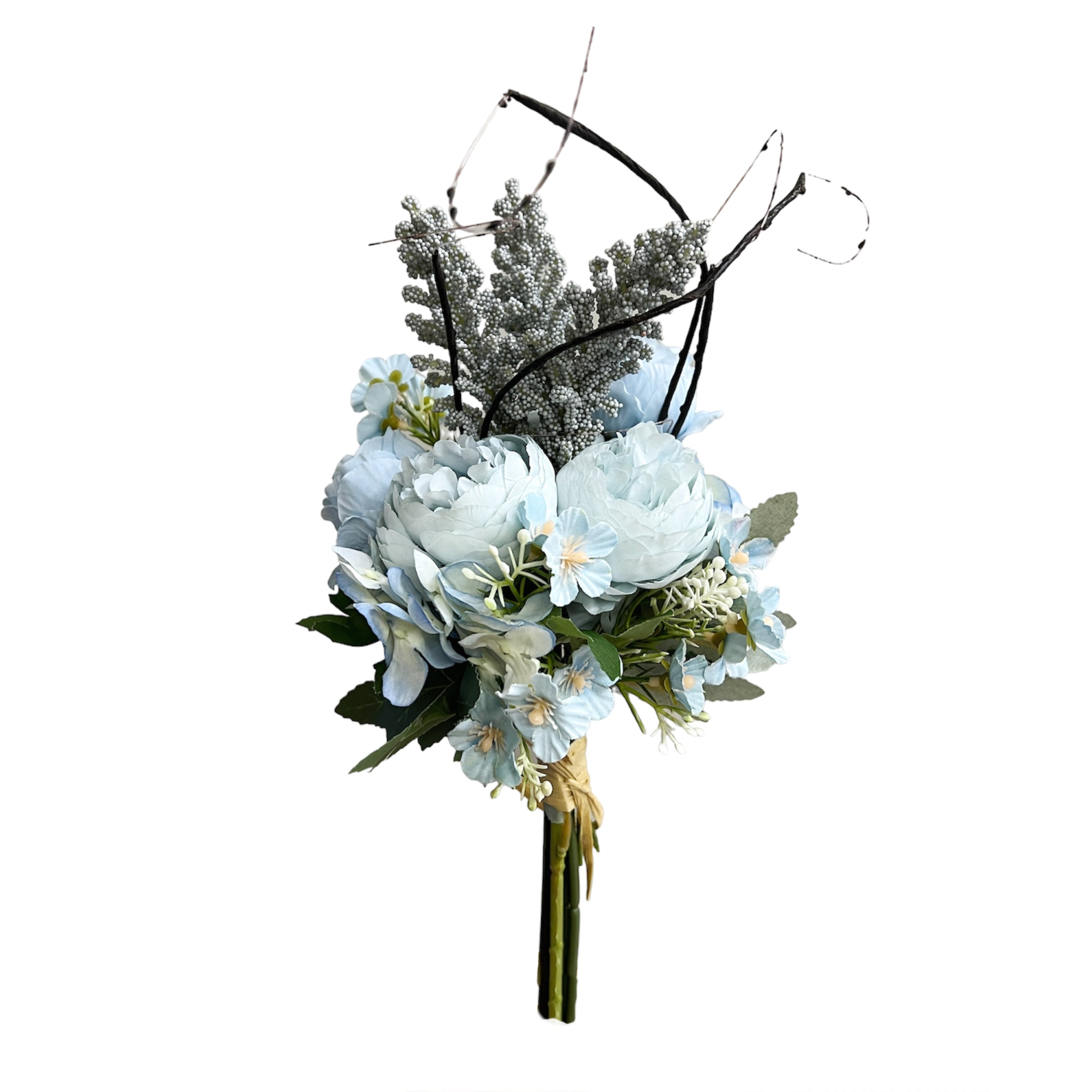 Artificial Light Blue Tea Rose Lotus and Hydrangea Bouquet Arrangement ...