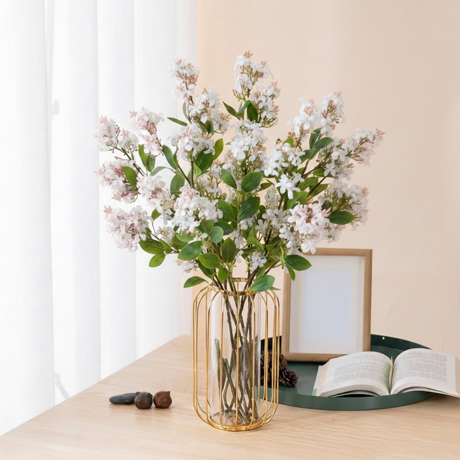 Artificial Lilac Silk Flower Bush Stem for Home Garden Outdoor Porch ...
