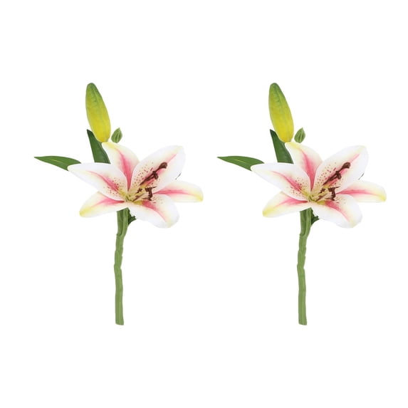 Artificial Lilies 2 Pack Fake Flowers Silk Lily for Home Wedding ...
