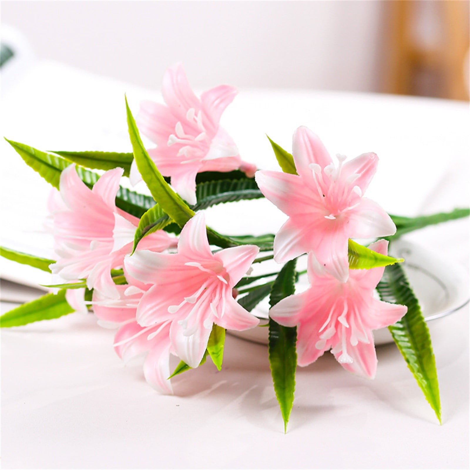 Artificial Lily Bouquet Set - 55Cm/21.6In Uv-Resistant Plastic Flowers ...