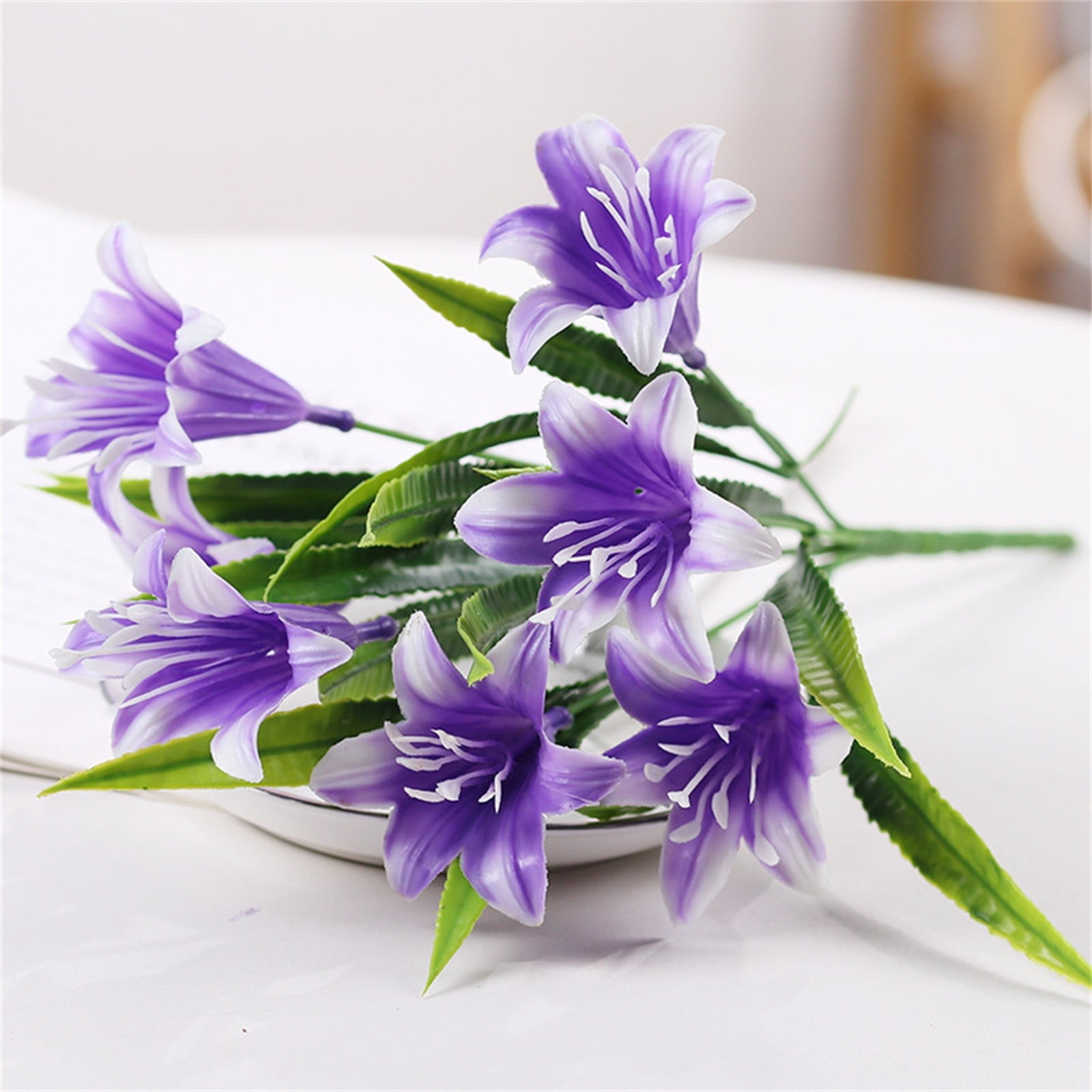 Artificial Lily Bouquet Set - 55Cm/21.6In Uv-Resistant Plastic Flowers ...