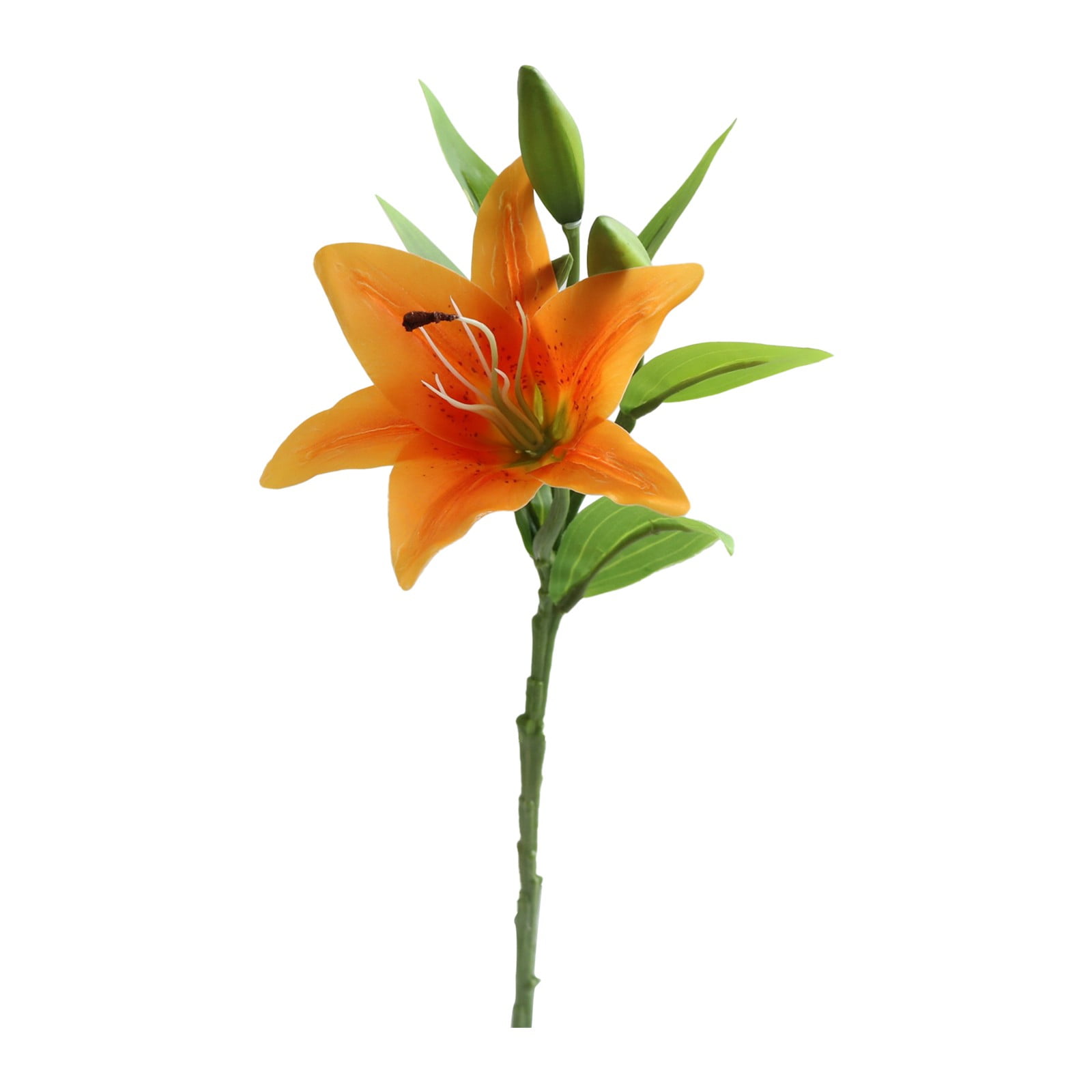 Artificial Lily Flower 15 Inch Fake Tiger Lily Flower with Green Leaves ...
