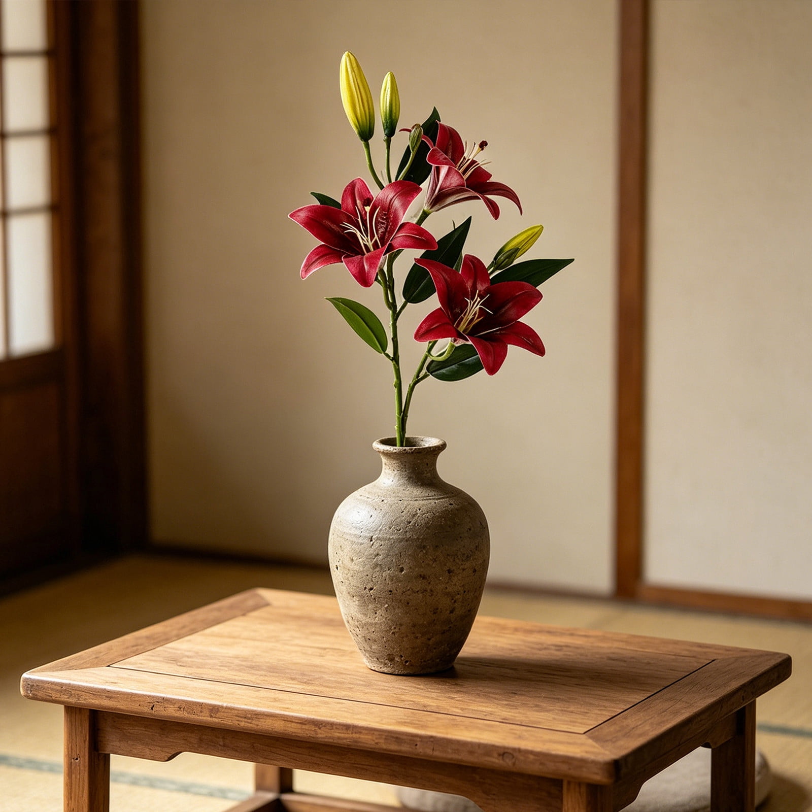Artificial Lily Flower Ornament Red for Home Wedding Hotel Decorative ...