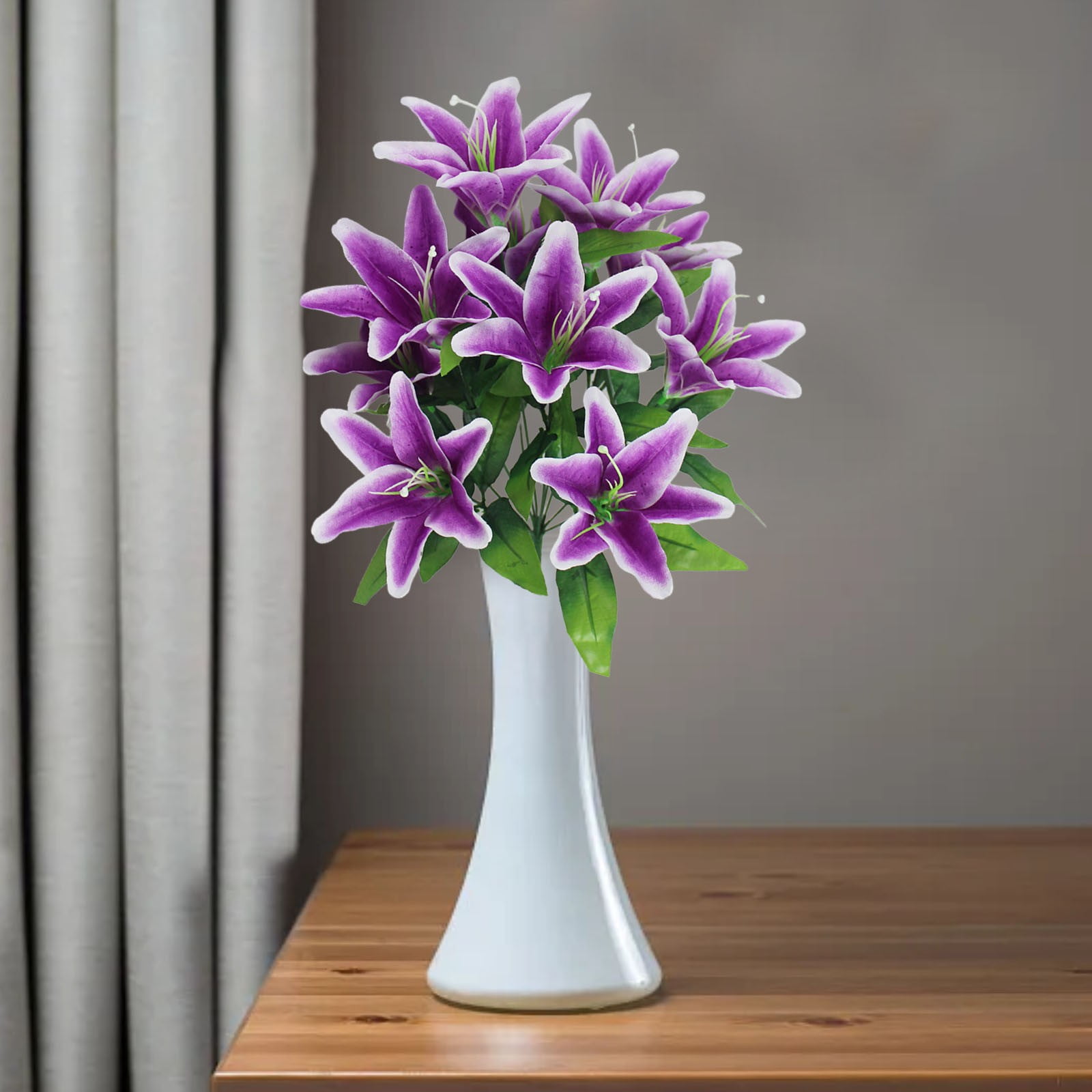 Artificial Lily Flowers - 10 Head Lily Bouquet for Wedding Centerpieces ...