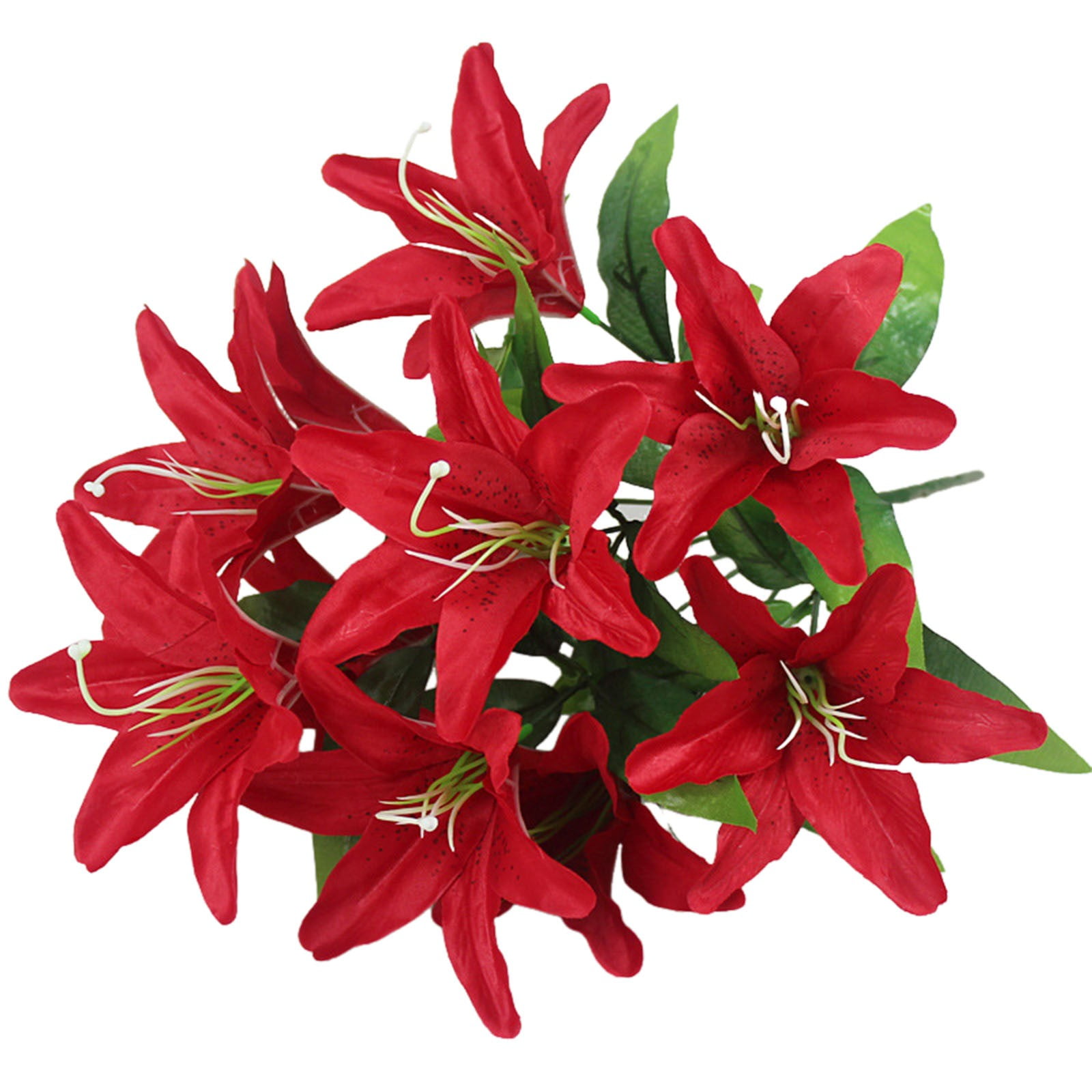 Artificial Lily Flowers,8 Heads Lilies with Stems-Real Touch Silk ...