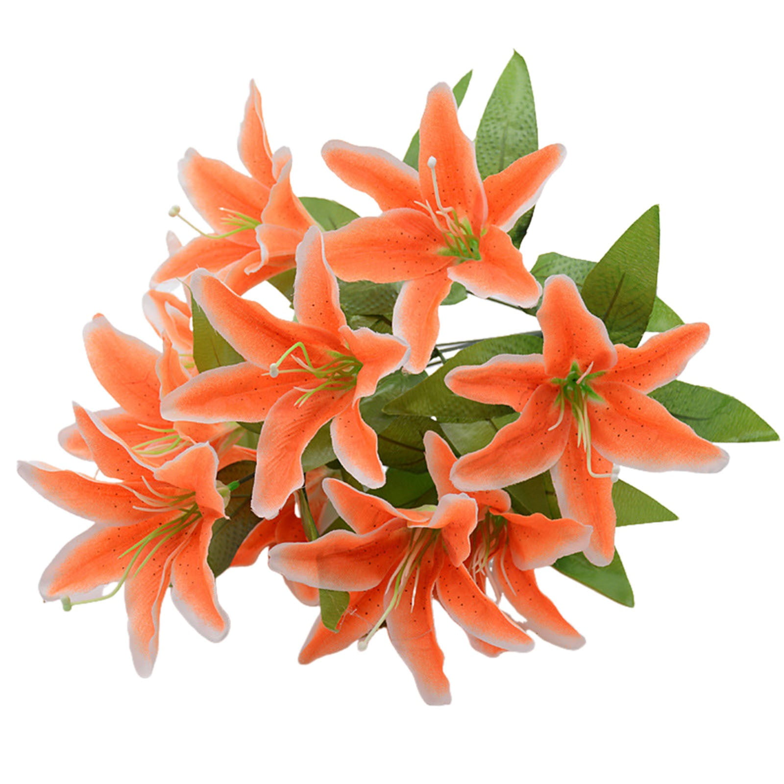 Artificial Lily Flowers,8 Heads Lilies with Stems-Real Touch Silk ...