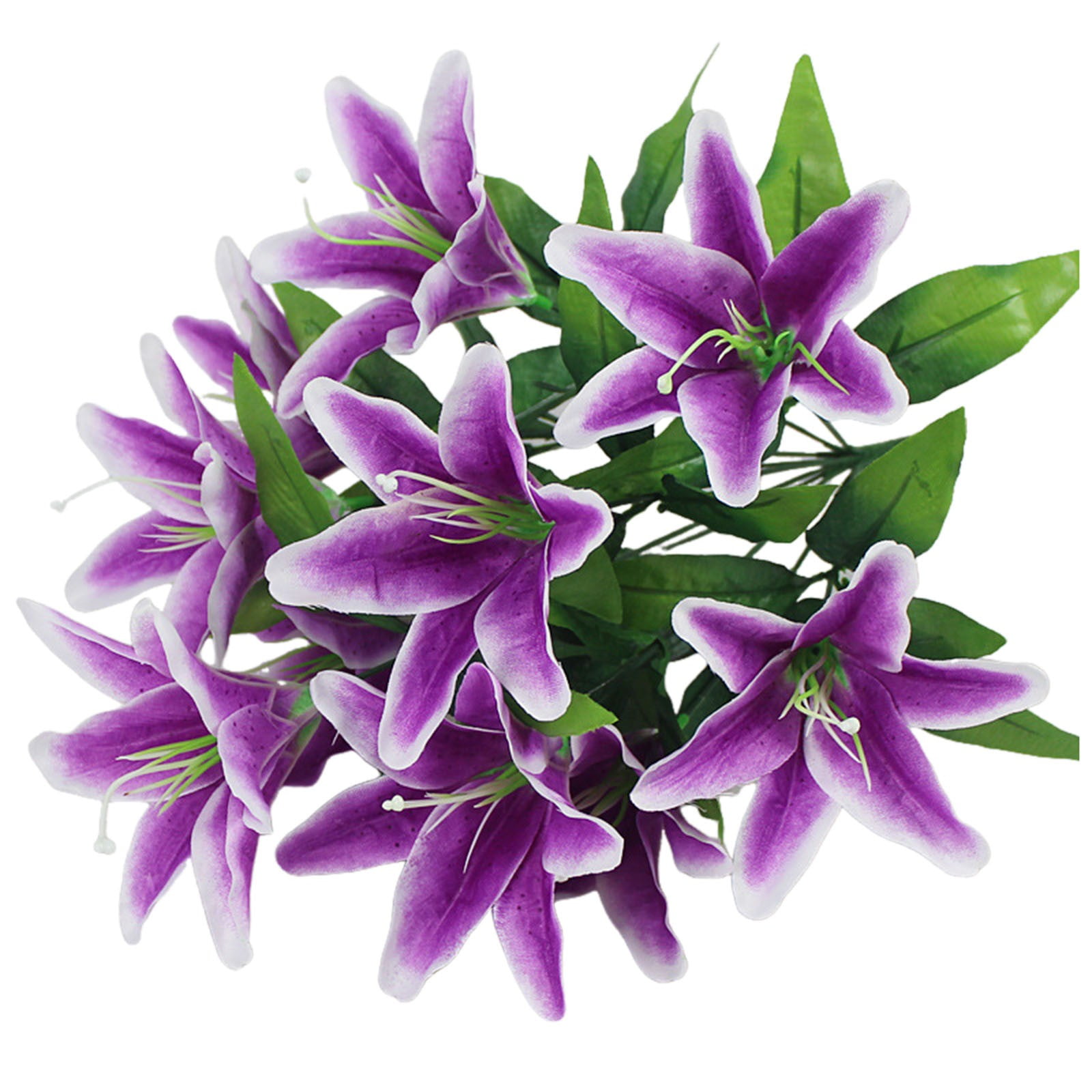 Artificial Lily Flowers,8 Heads Lilies with Stems-Real Touch Silk ...