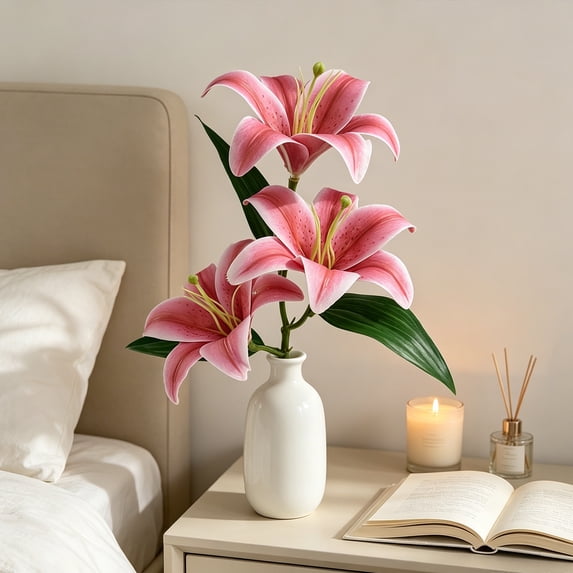 Artificial Lily Flowers Plastic Artificial Lily Decorative Fake Lily ...