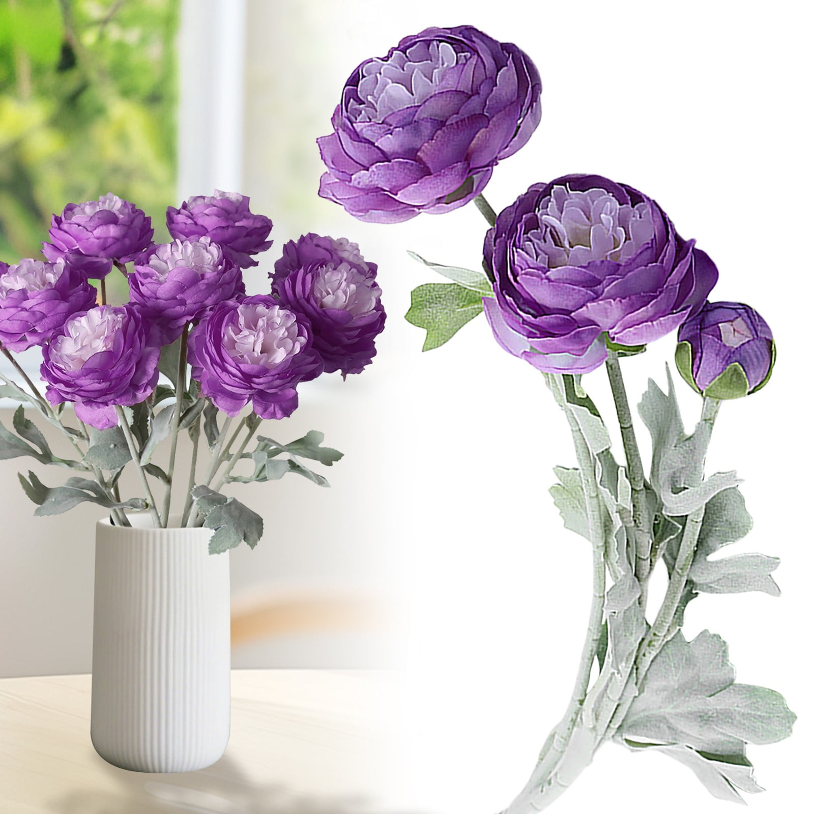 Artificial Long Red Peonies, Real-Look Ranunculus Flowers for ...