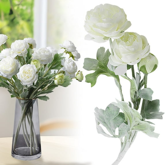 Artificial Long Red Peonies, Real-Look Ranunculus Flowers for ...