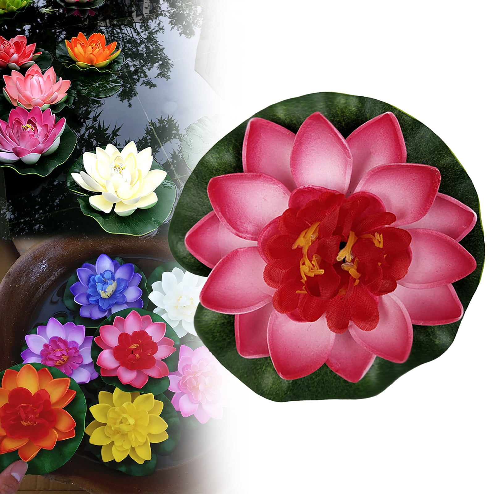 Artificial Lotus - Bagged Red - 12 Pcs Artificial Floating Foam Flower ...