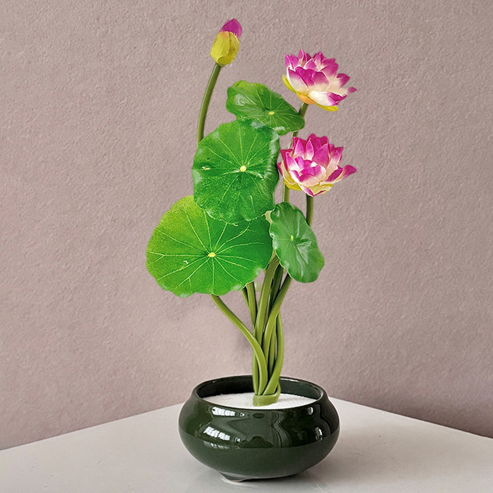 Artificial Lotus Flower Arrangement | Purple Water Lily Fake Flowers ...