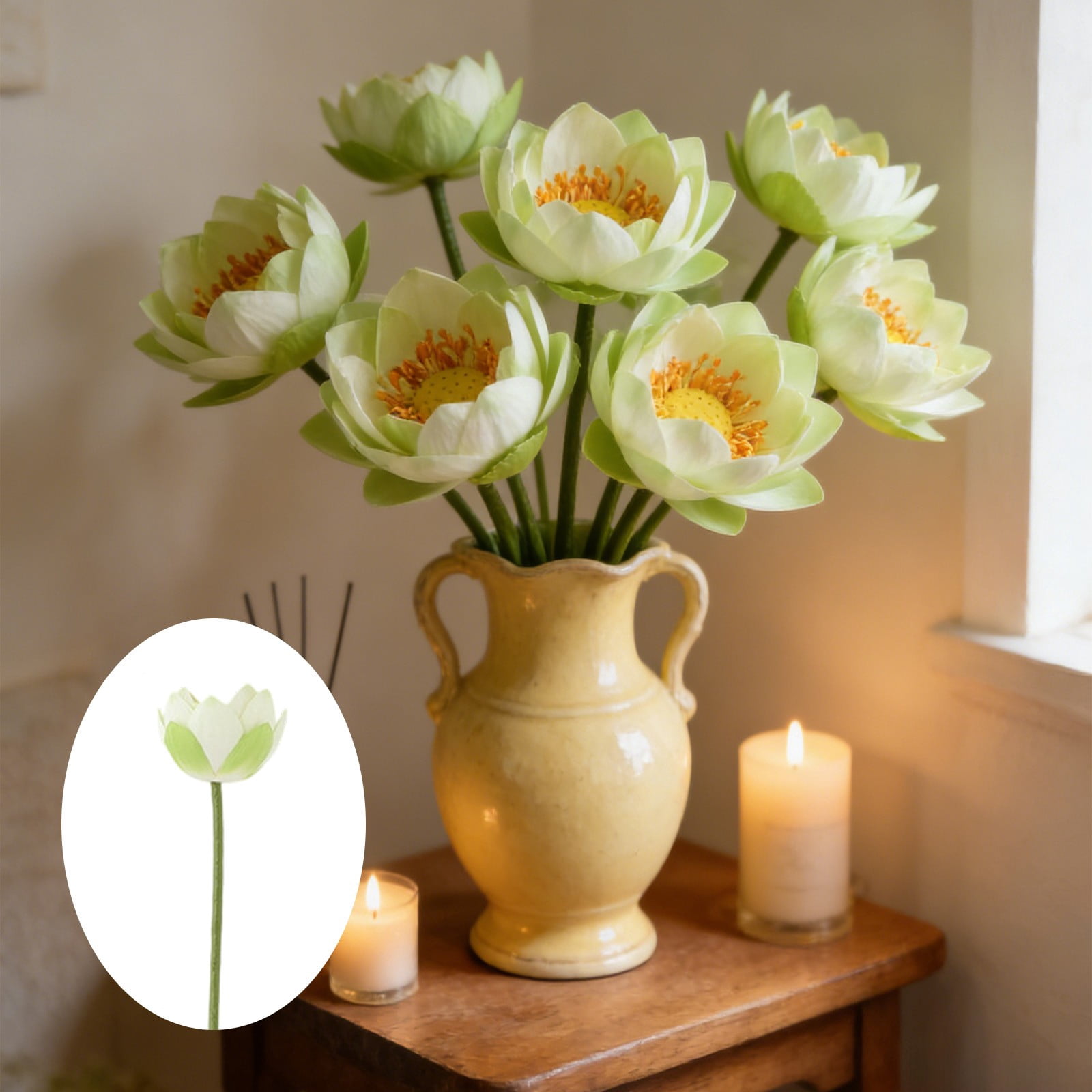 Artificial Lotus Realistic Single Stem Fake Flower for Spring Summer ...