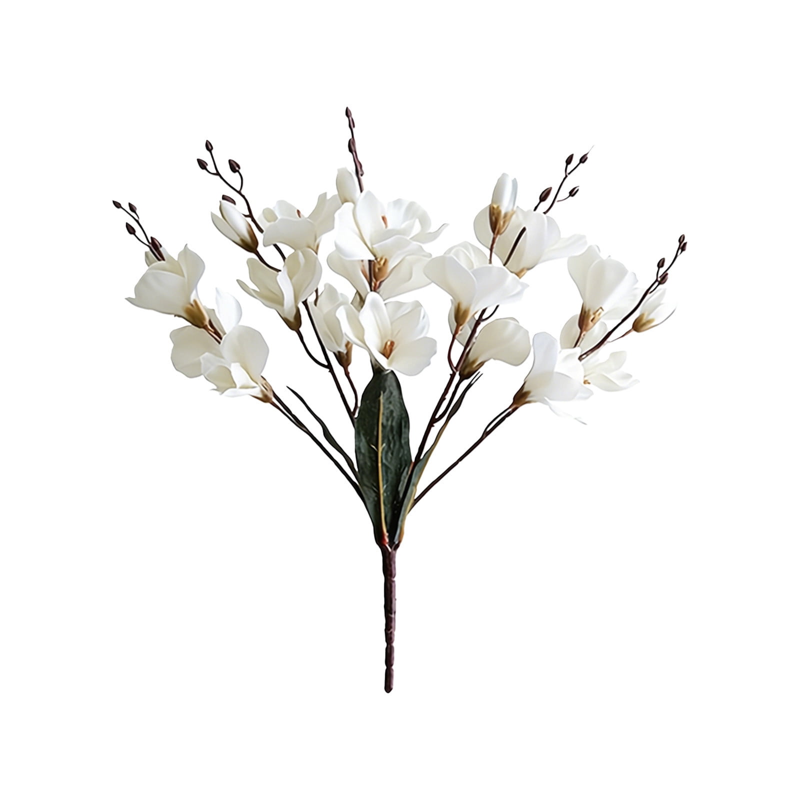 Artificial Magnolia Flower Branch, 16.92 in Plastic Floral Spray for ...