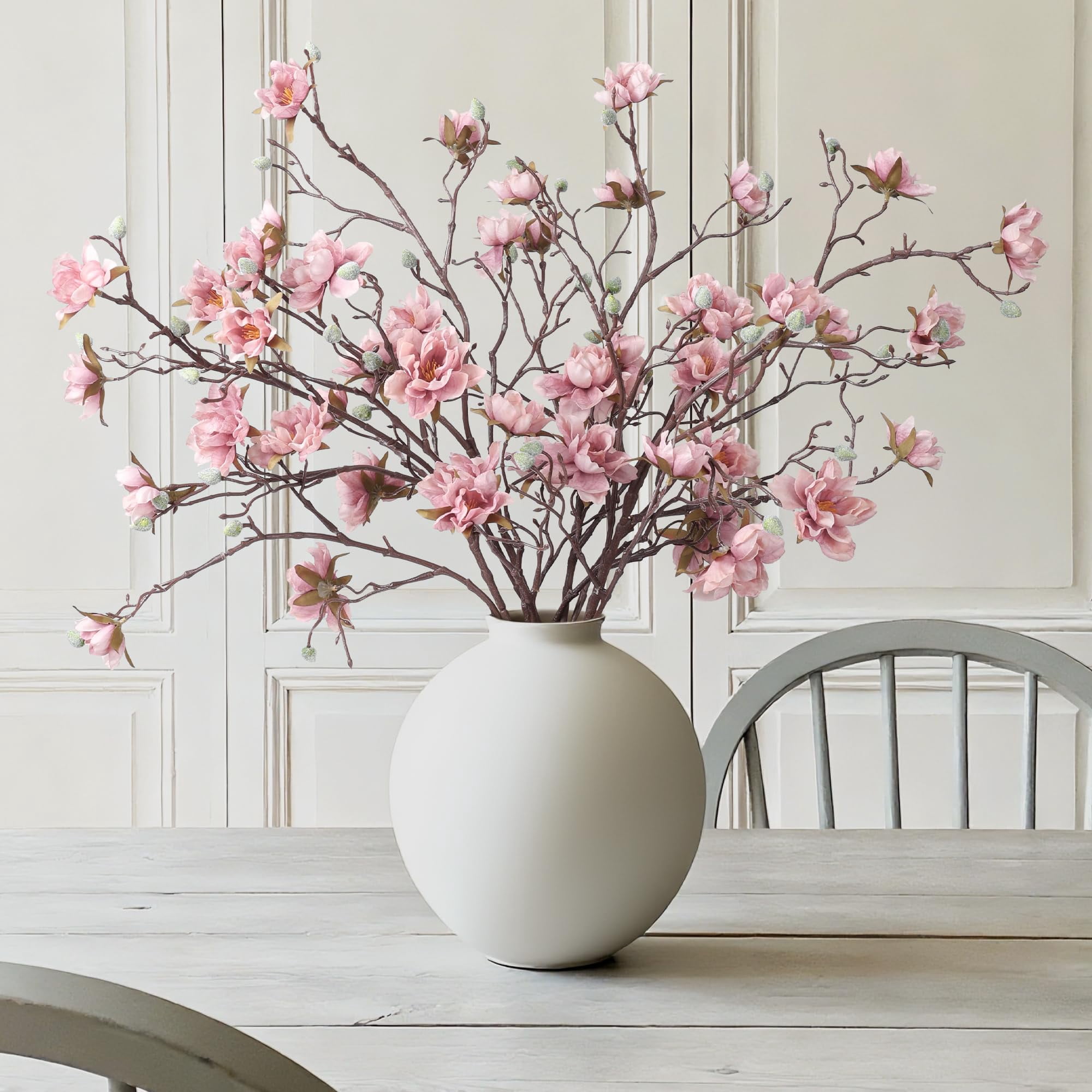 Artificial Magnolia Flower Stems Pink 3-Piece Indoor Decor - Walmart.com