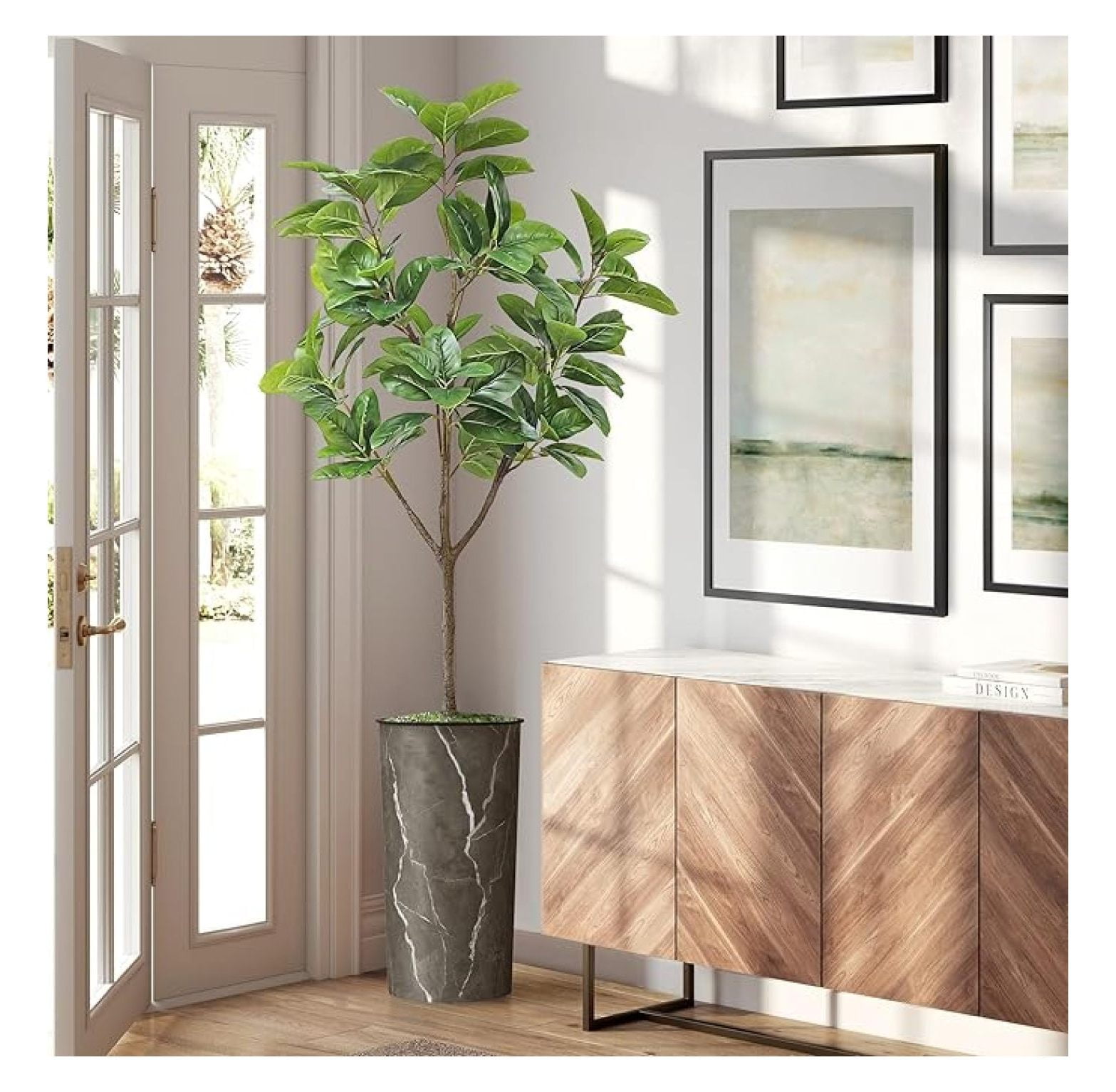 Artificial Magnolia Tree, 70" Indoor Outdoor Faux Silk Plant, Modern ...