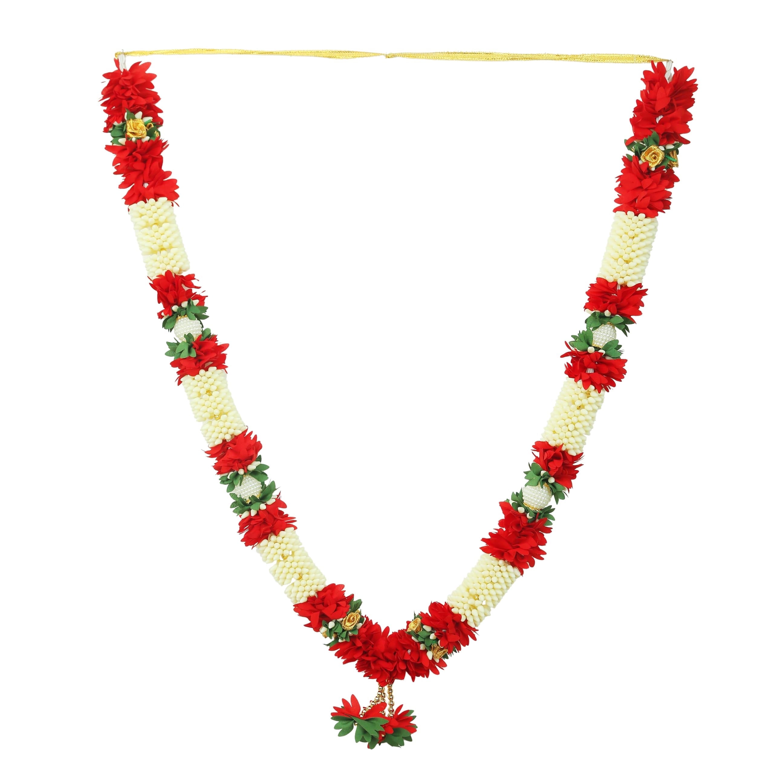 Artificial Mala Flower Ribbon Garland Haar Large Idol-Mala with Beads ...