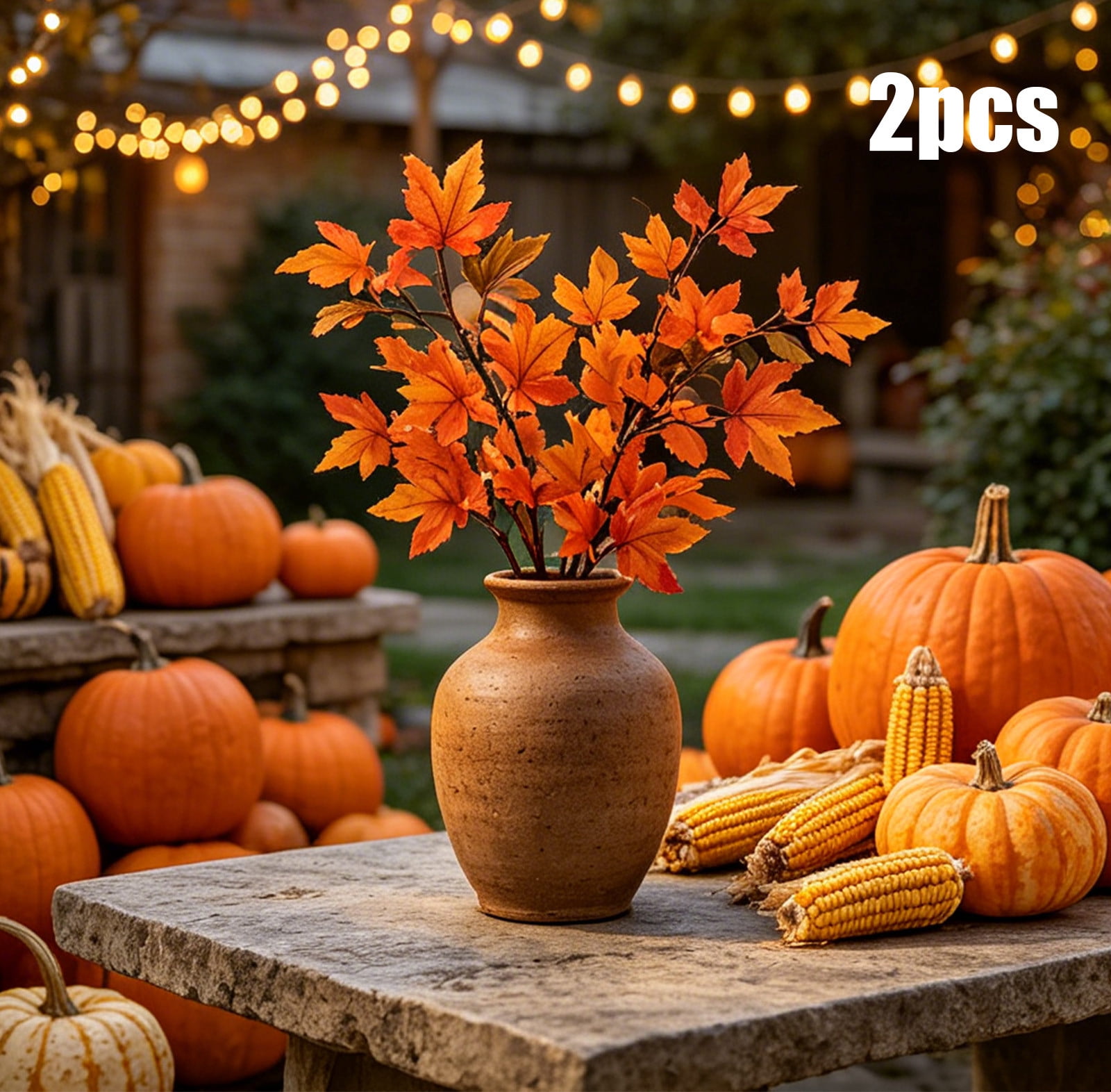 Artificial Maple Leaf Bouquet, 14.96 Inch Fake Autumn Leaf Branch for ...